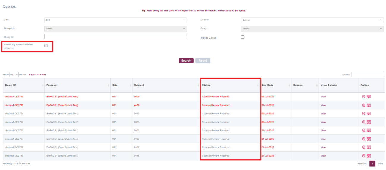 Searching and filtering Queries in SMART Portal - Open Queries, Closed ...