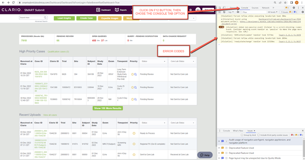 Chrome troubleshooting Console – SMART SUBMIT KNOWLEDGEBASE